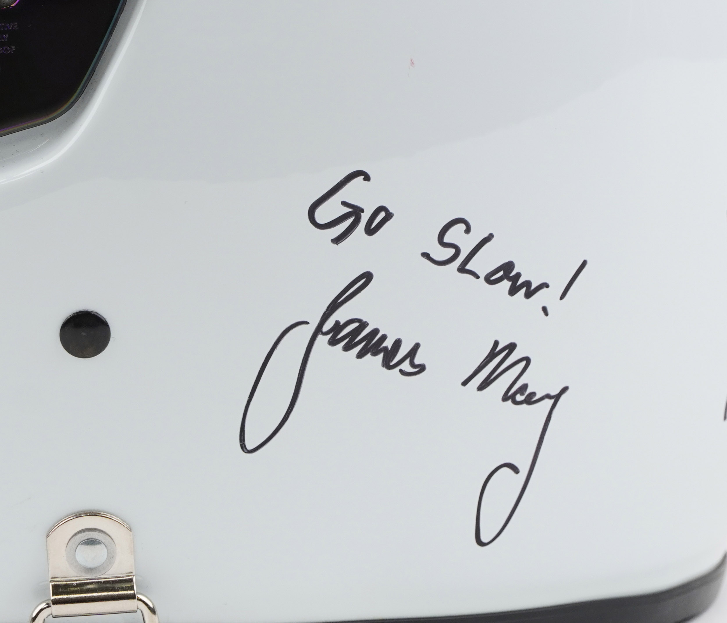 Controversial helmet for Oisin Tymon which Jeremy Clarkson signed 'F*ck ...